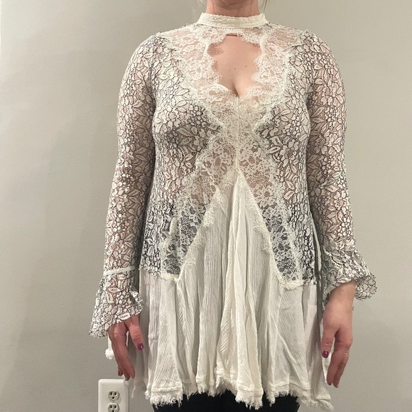 Free People | Tops | Free People White Lace Tunic | Poshmark